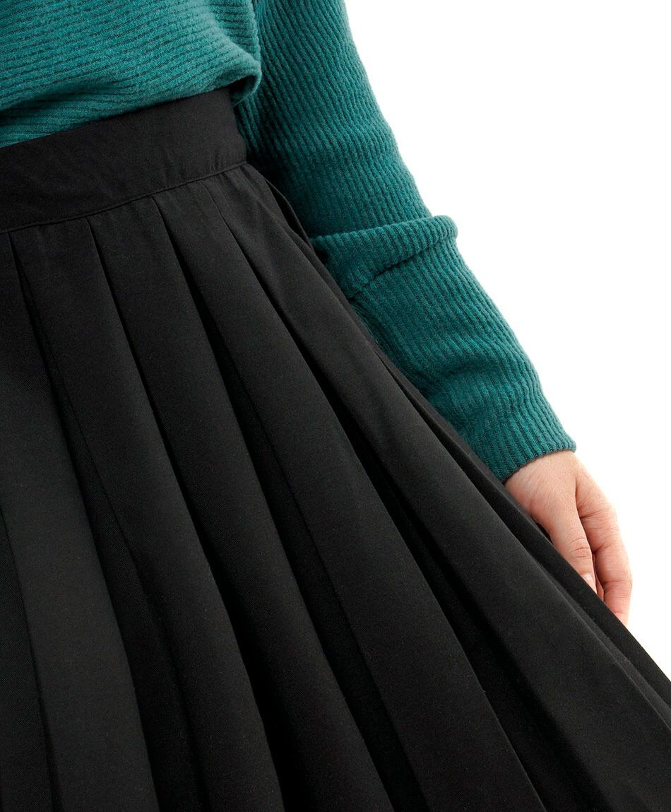 Mini pollera mujer plisada negra - TRICOT