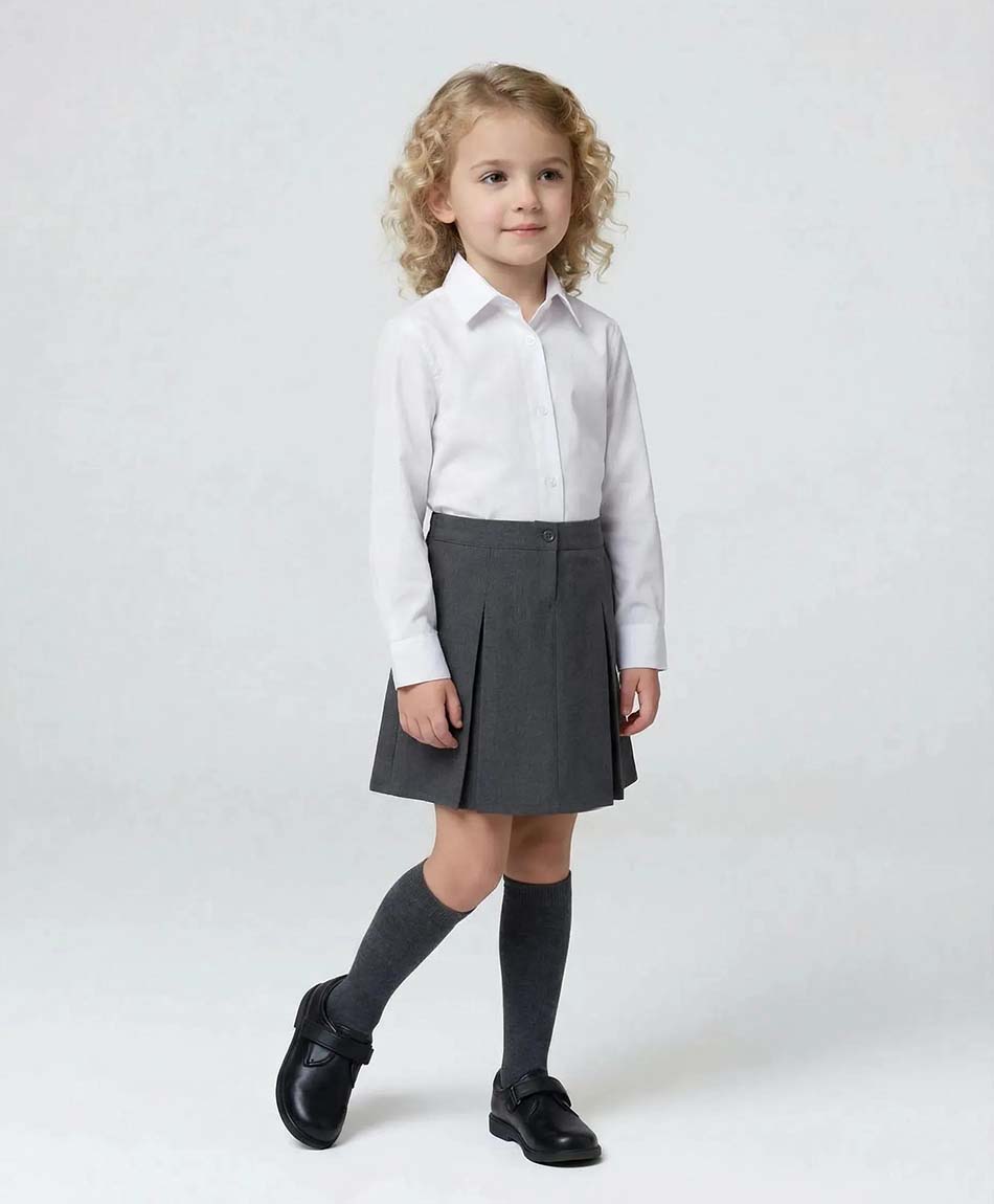 Pollera escolar gris botones - TRICOT