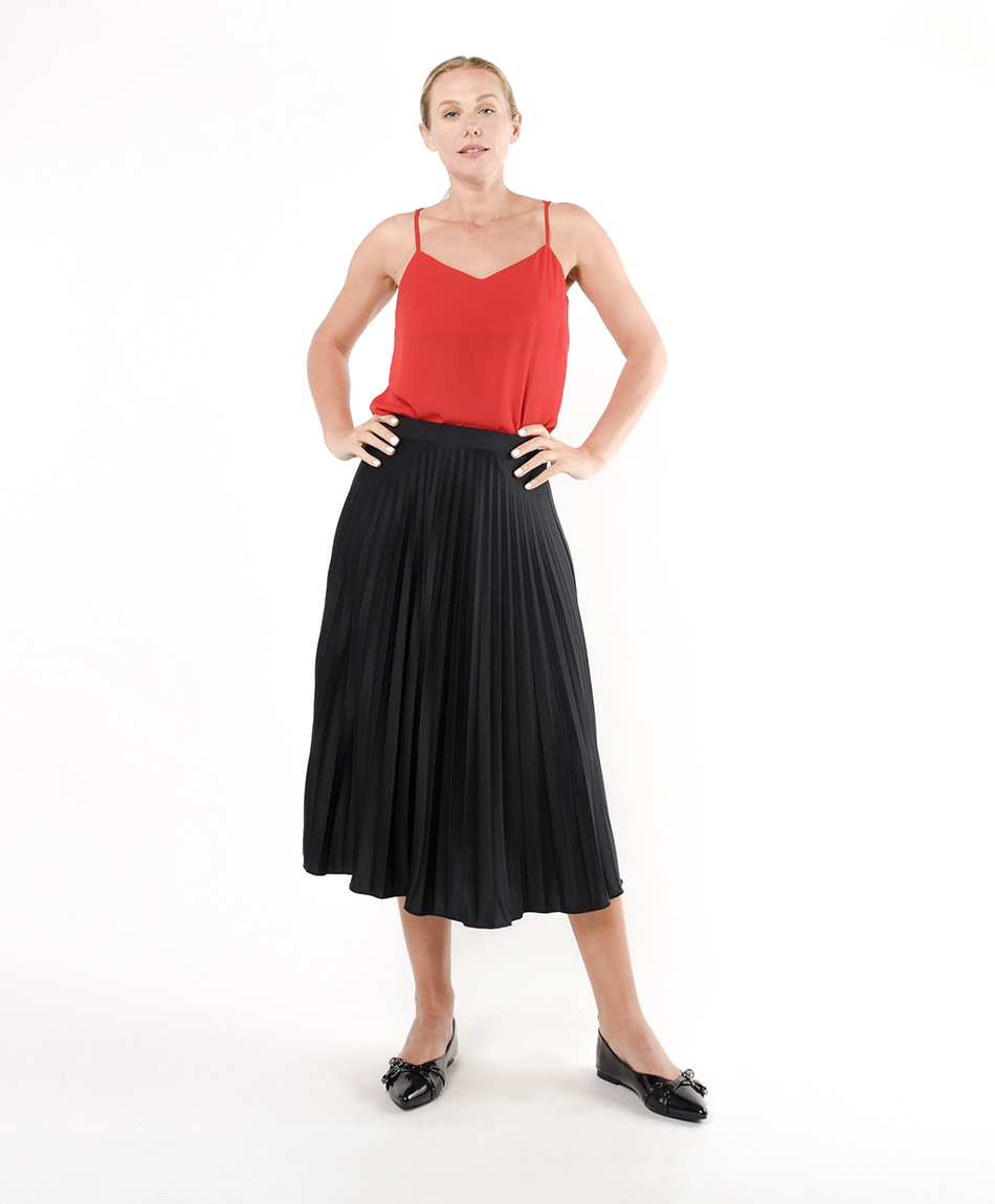 Pollera mujer plisada negra - TRICOT