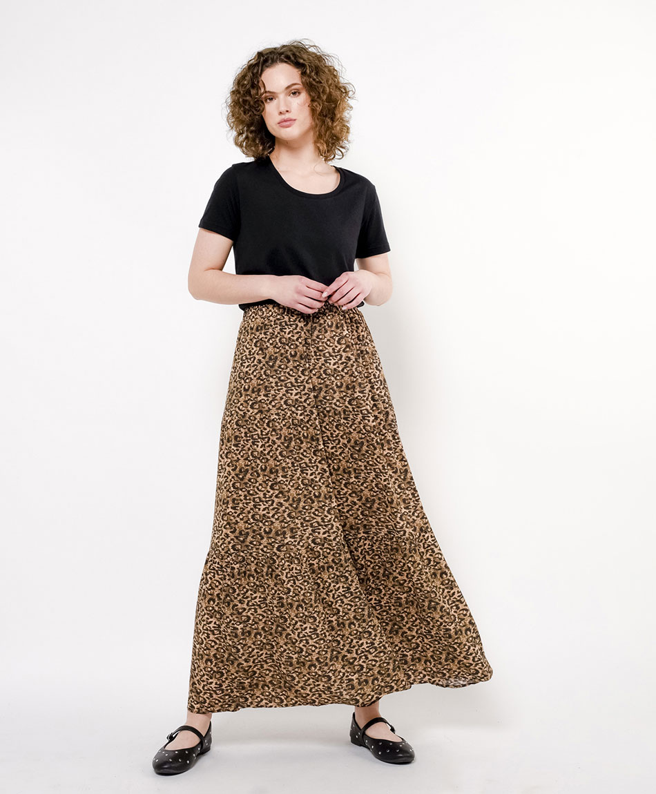 Pollera mujer animal print larga - TRICOT