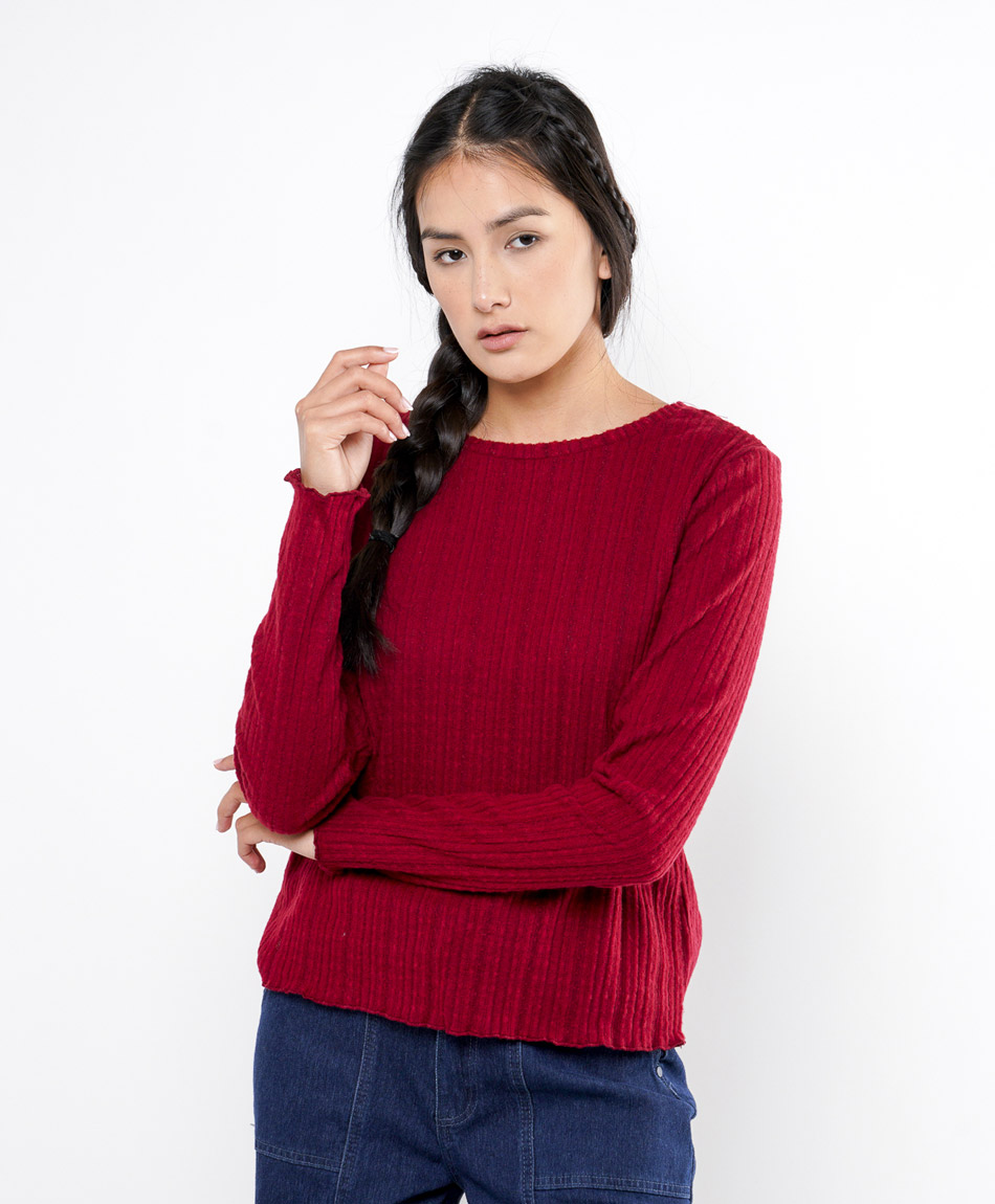 Remera mujer jacquard roja - TRICOT