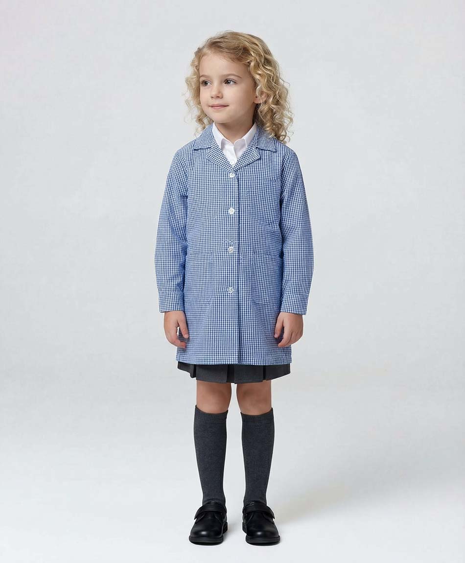 Delantal escolar azul cuadrille - TRICOT