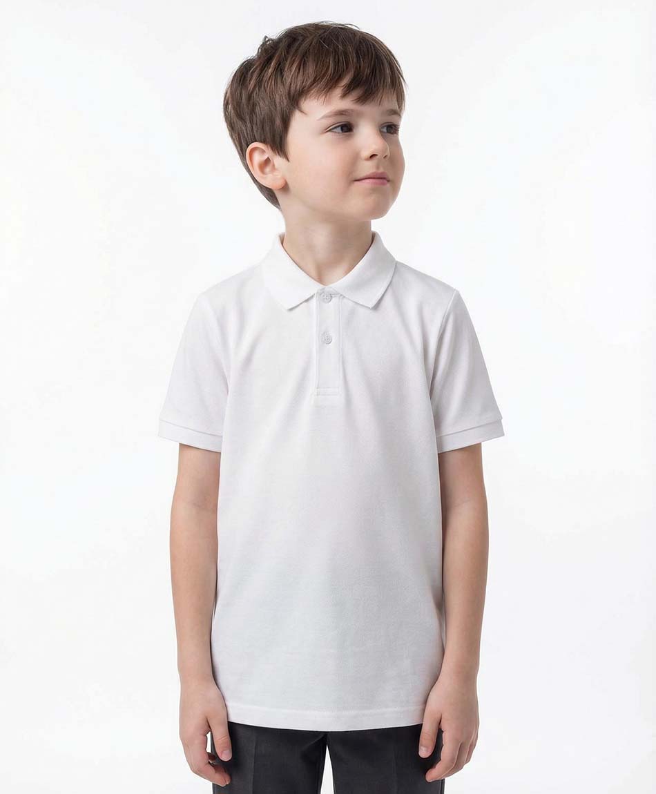 Remera escolar cuello polo blanca - TRICOT